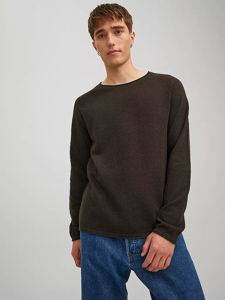 JACK & JONES Pullover JJEHILL KNIT CREW braun