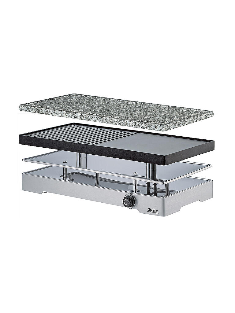 SPRING RACLETTE8 CLASSIC DUO - Raclette mit Alugrillplatte + Granitstein silber